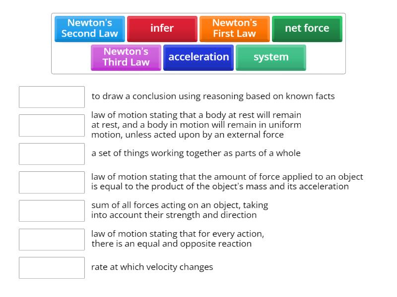 Force, Motion, and Acceleration - Match up