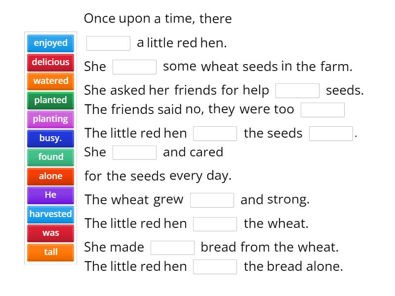 Điền từ vào chỗ trống - The Little Red Hen - Complete the sentence