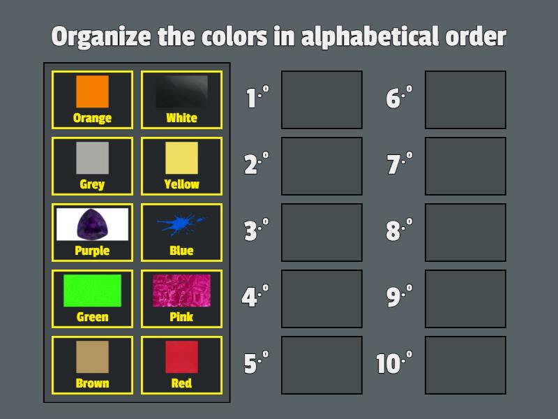 Organize the colors - Rank order