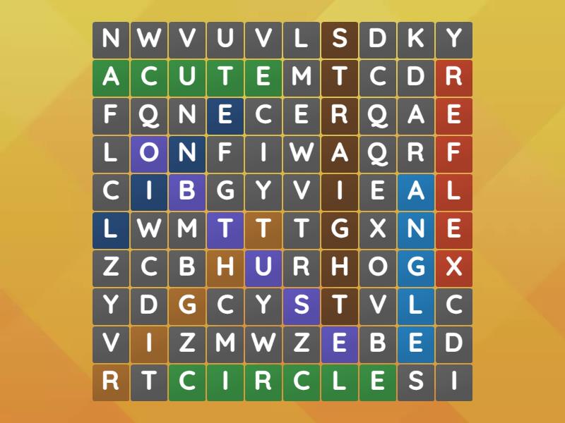 types of angles - Wordsearch