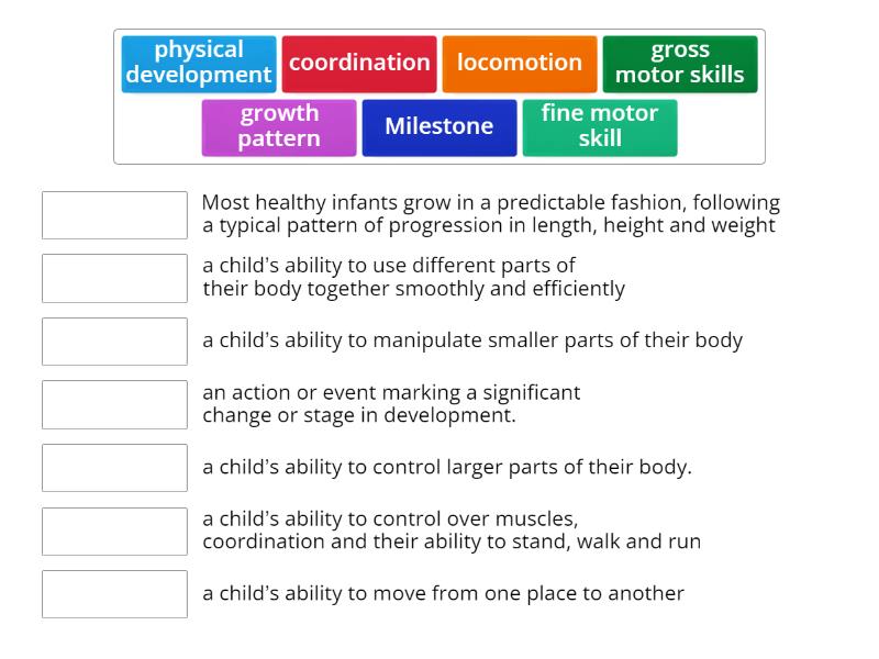 Physical development in children - Match up