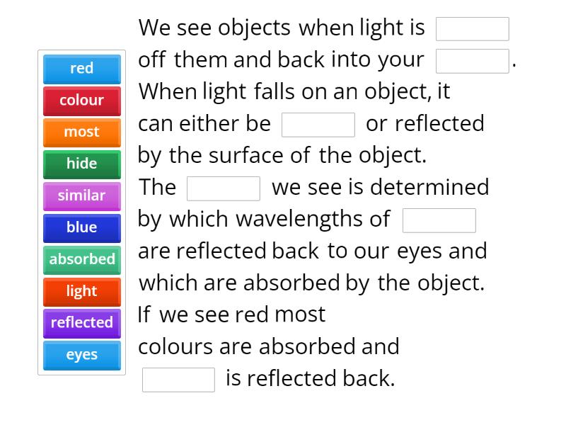 Mirror reflection - Complete the sentence