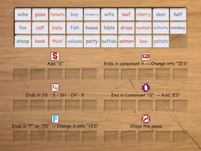 Unit 2C | Plural Nouns - Group sort