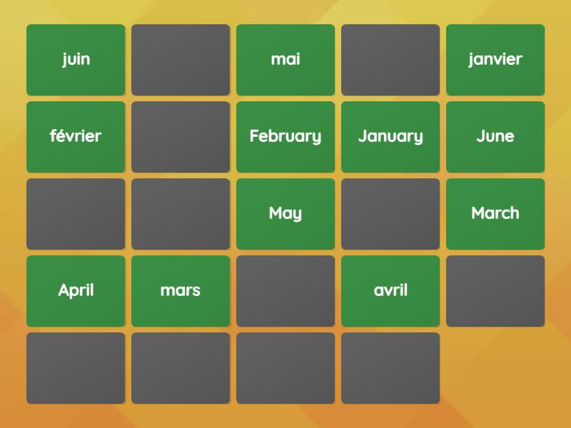 Months match - Matching pairs