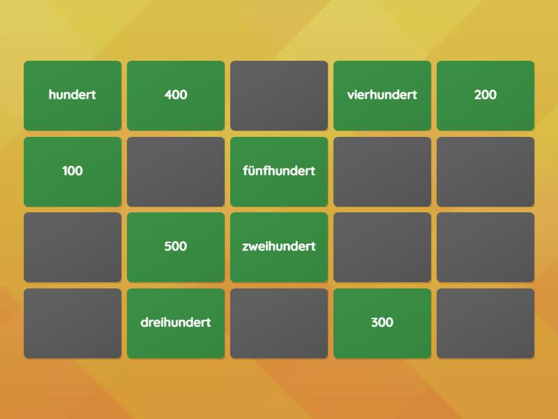 numeros del 1 al 1000 en aleman - Matching pairs