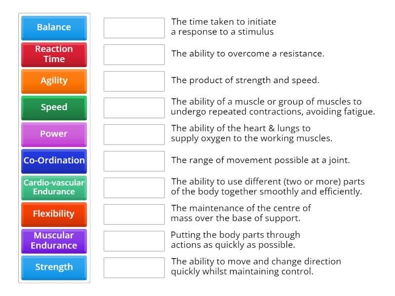 Components of fitness - Match up
