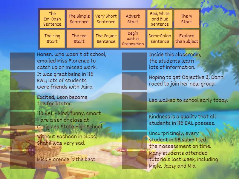 11B EAL Sentence Types - Permainan Pencocokan