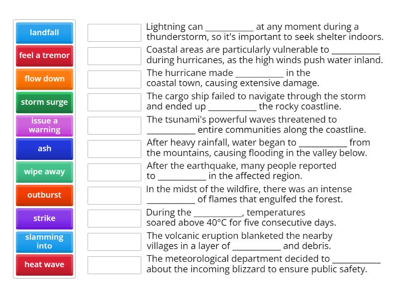 B1.4 | Natural disasters | Vocabulary practice - Match up