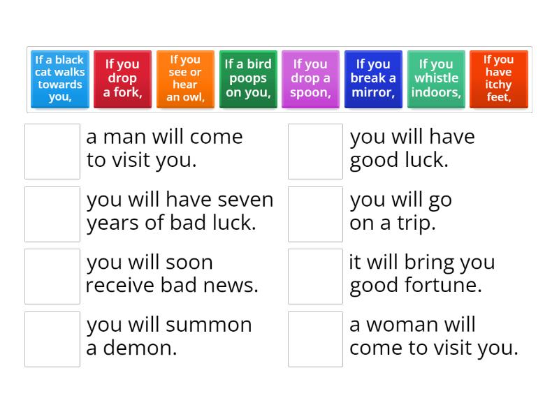 Superstitions - First Conditional - Match up