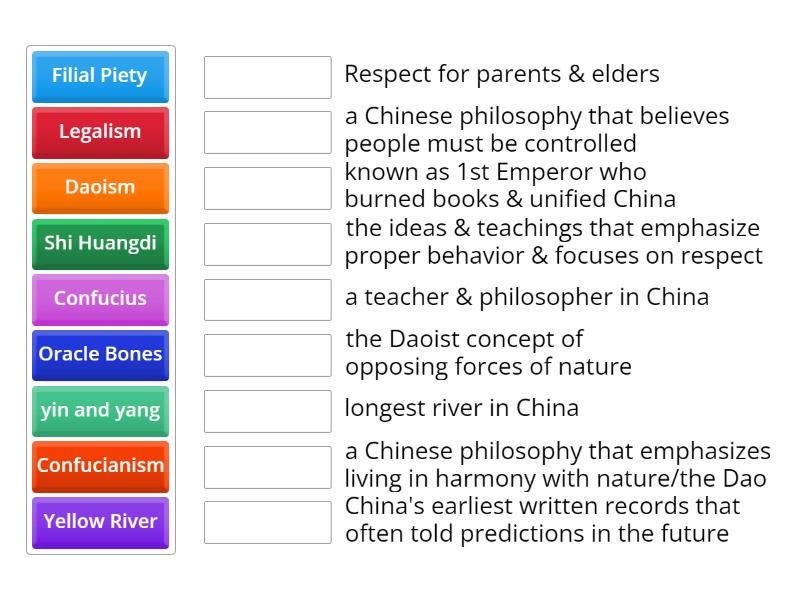 Three Chinese Philosophies - Match up