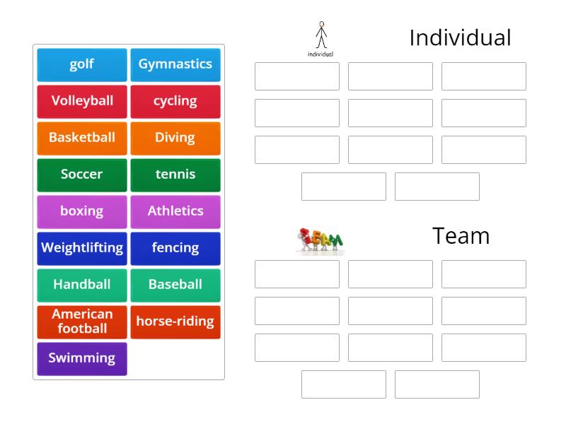 Team or Individual Sports - Group sort
