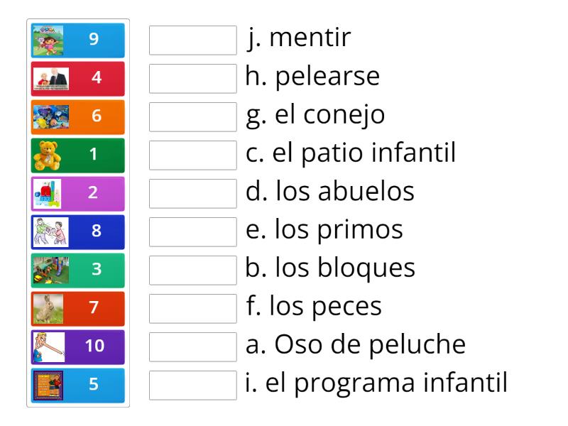 Actividad para empezar la clase - Vocabulario e imperfecto - Match up