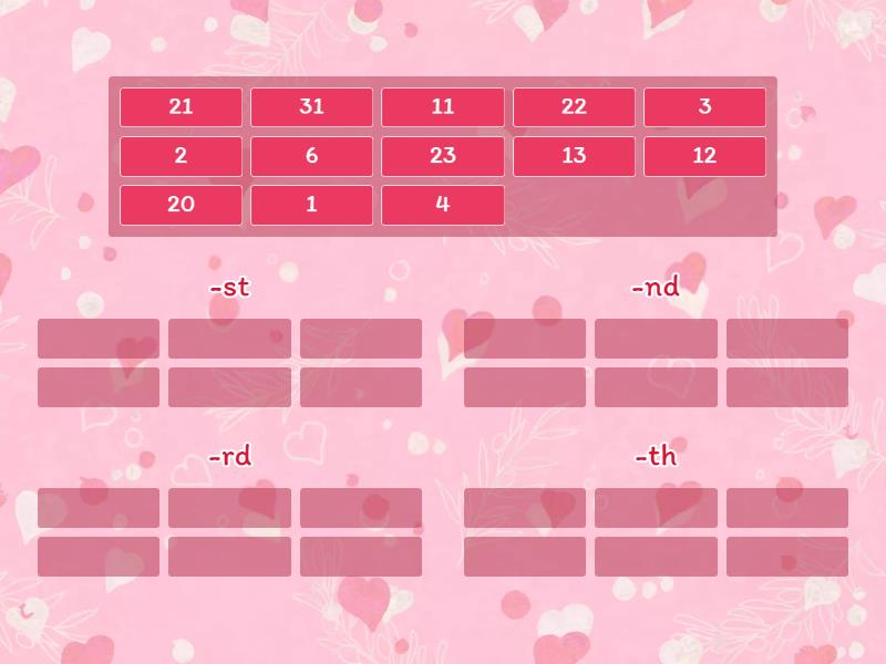 Book 2 - Unit 3B - Ordinal Numbers - Group sort
