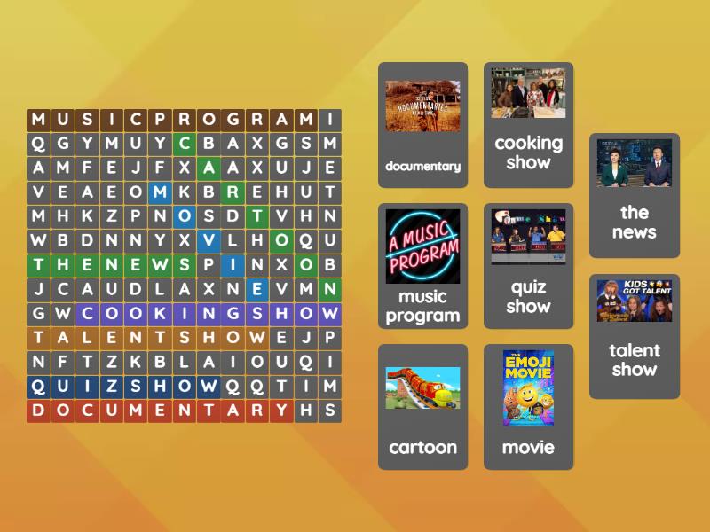 tv programmes - Wordsearch