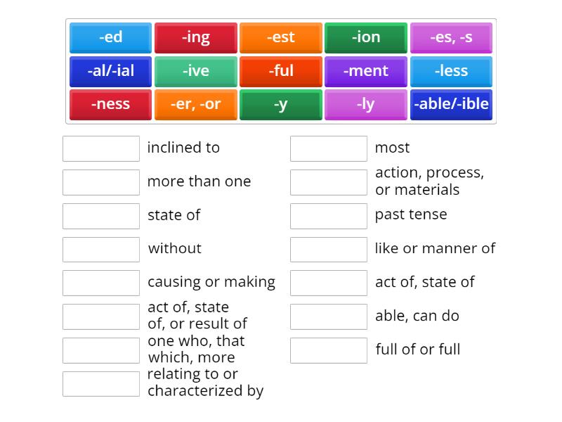 Morpheme Suffixes G3 - Match up