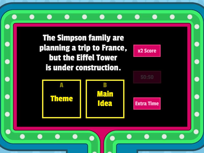 Theme vs Main Idea (revised 2024) - Gameshow quiz