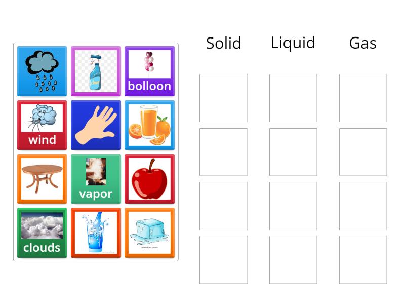 Solid Liquid And Liquid Group Sort