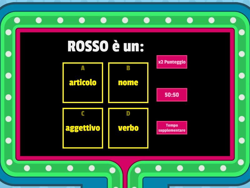 articoli nomi verbi aggettivi - Gameshow quiz