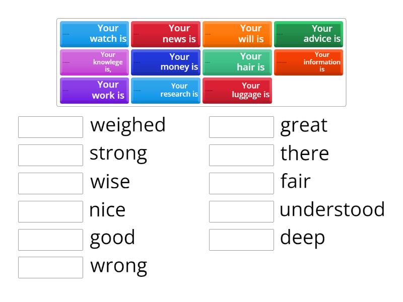 Abstract uncountable nouns - Match up