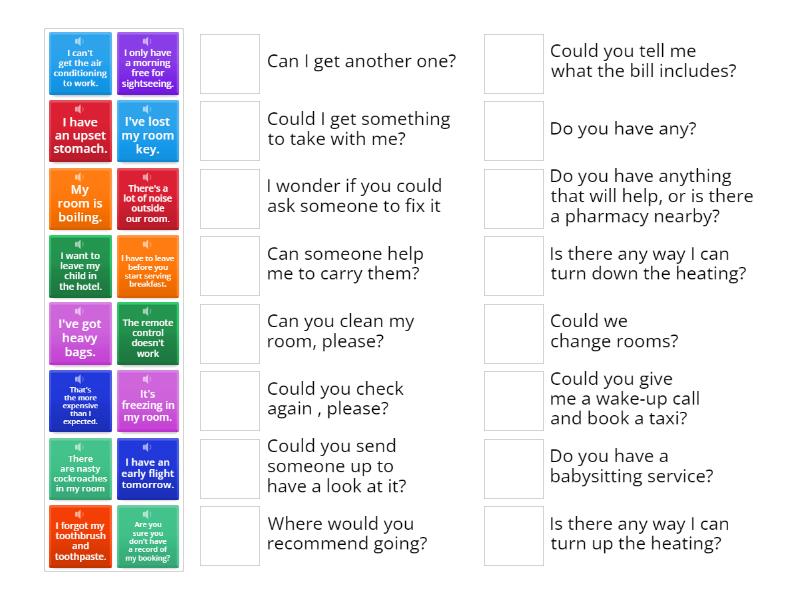Match the sentences with the follow-up questions. - Match up
