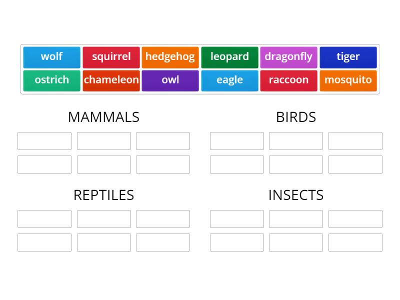 Animals sorting - Group sort