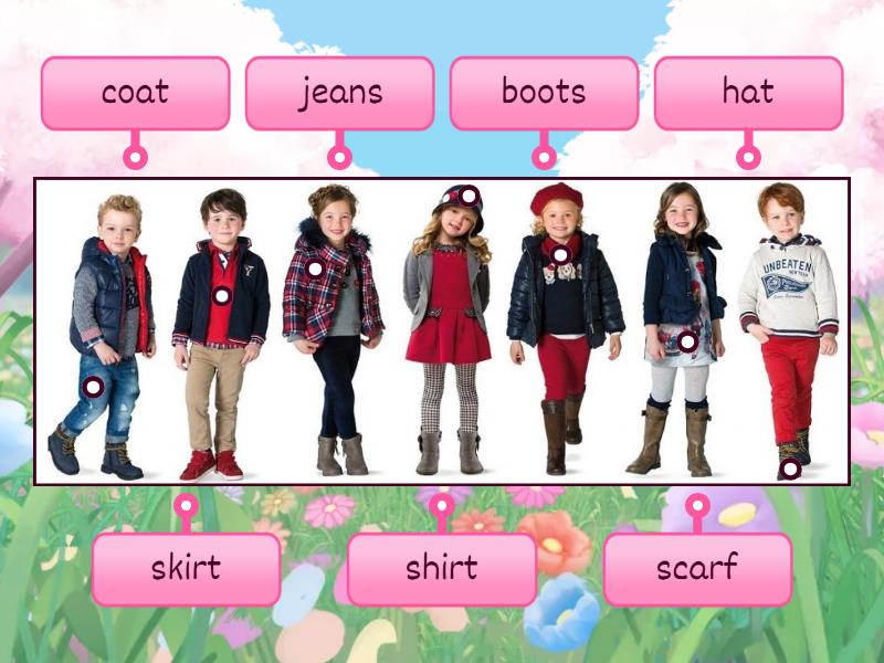 FF2 Unit 11 Clothes (picture matching) - Labelled diagram