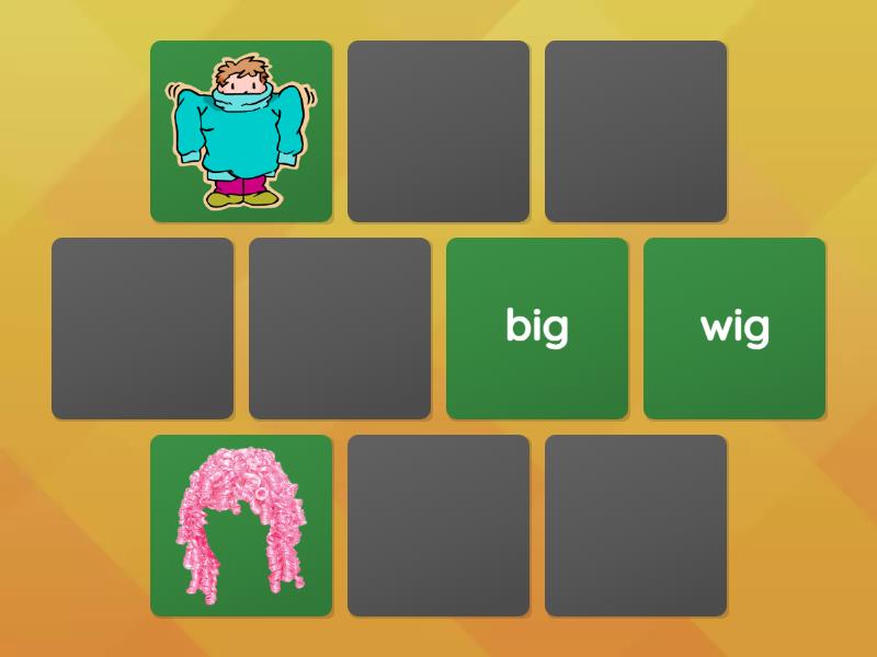 ig word family match - Matching pairs