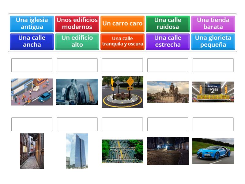 Adjetivos de la ciudad (Leccion 6 A1-Vocabulario NEEM) - Match up