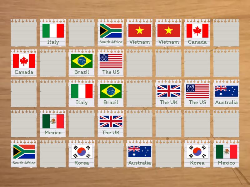 Flags Around the World - Matching pairs