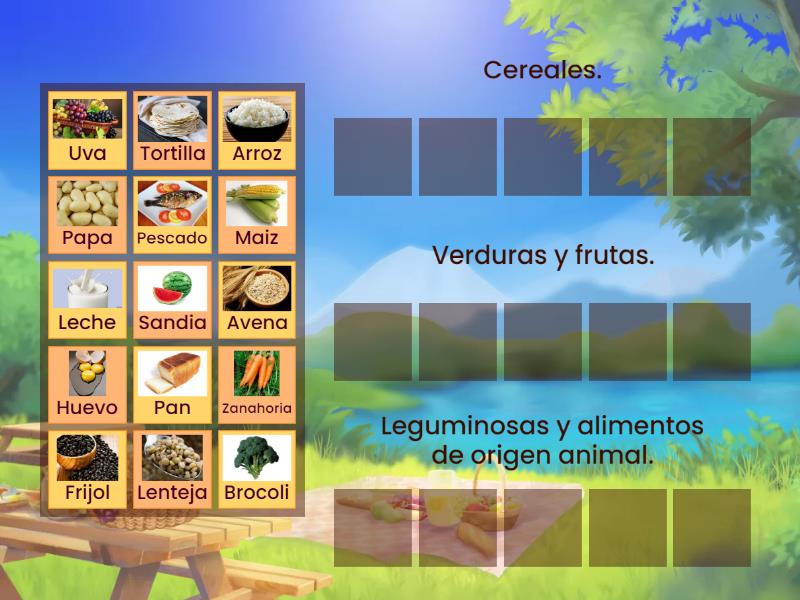 Clasifica los alimentos del plato del bien comer - Group sort