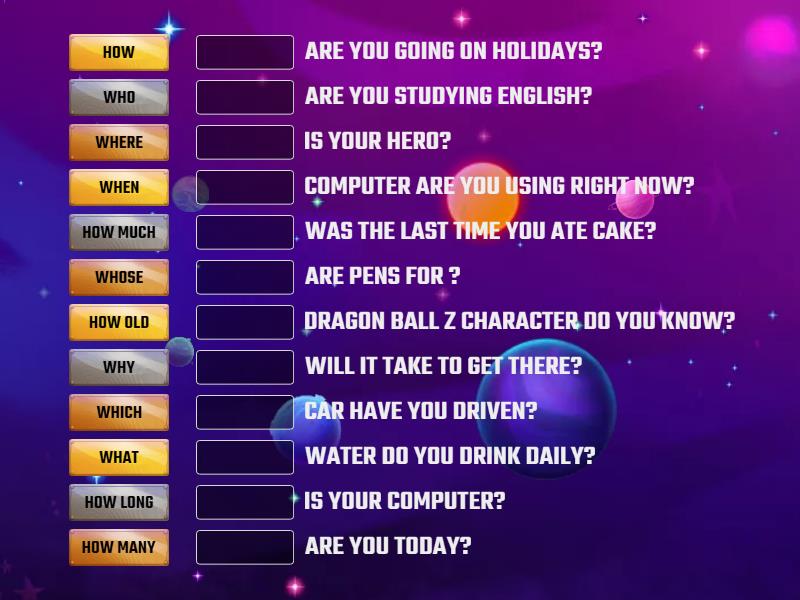 ORDERING "WH" - QUESTION WORDS - Match up