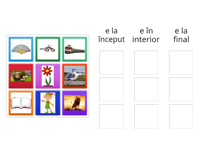 Pozitia sunetului E in cuvinte - Group sort