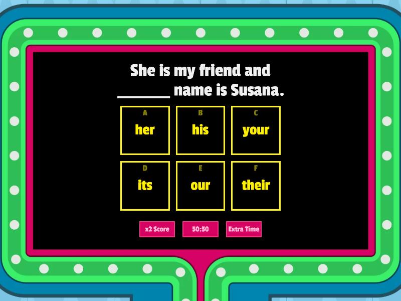 Possessive Adjectives & Personal Pronouns - Gameshow quiz