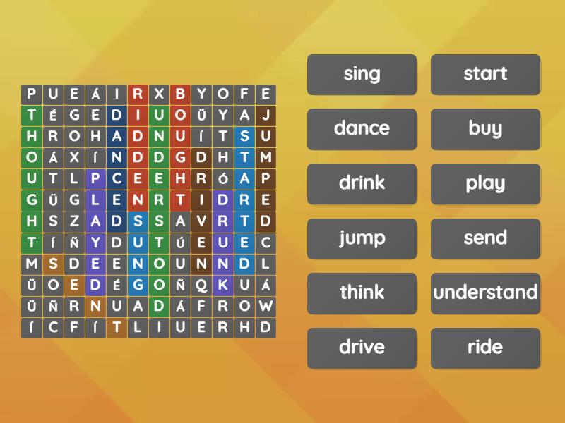 Verbs in past participle - Wordsearch