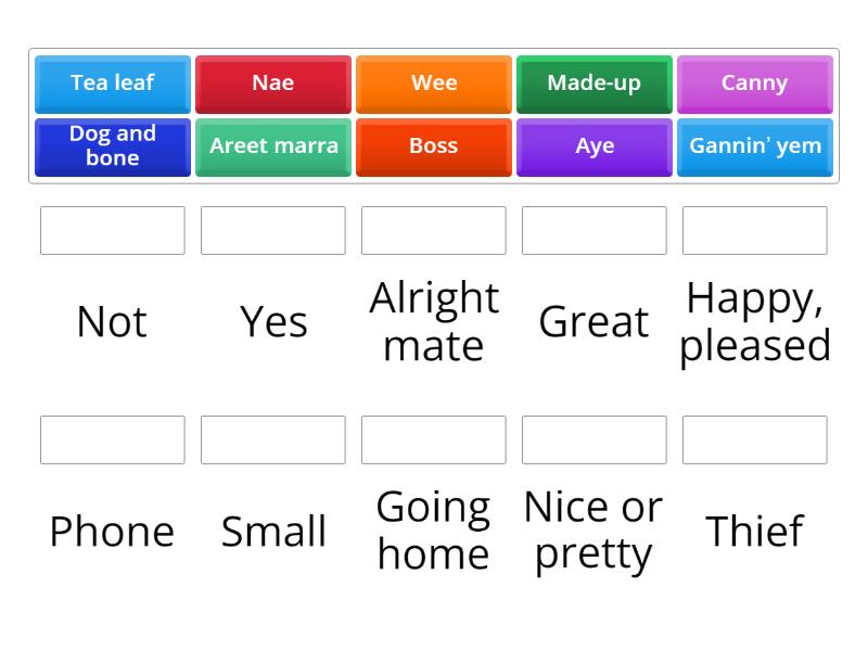 Dialect Words - Match up