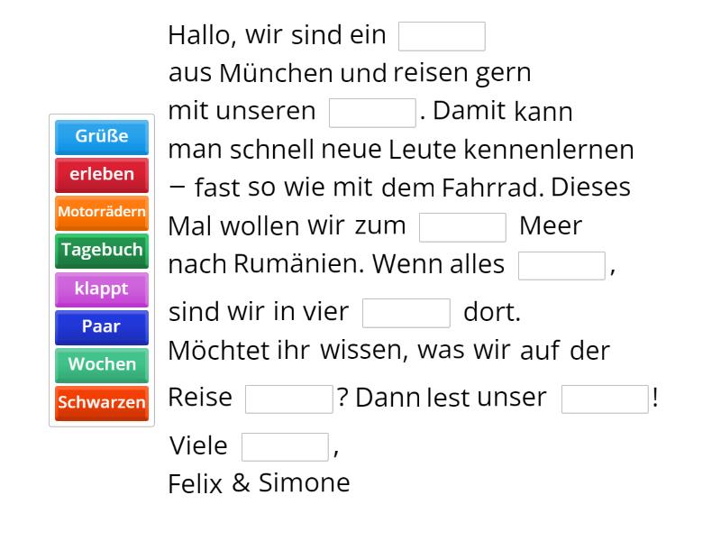 Abschnitt 1 / Lektion 17 - Complete the sentence