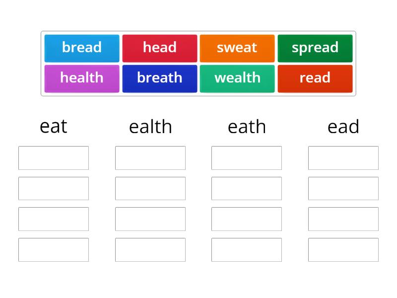 Short /e/ Word Family Word Sort - Group sort