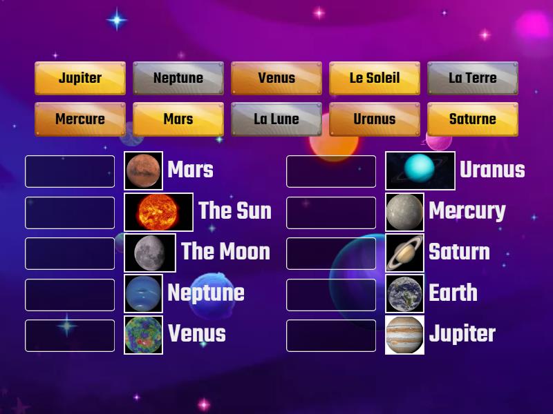 Planets in French - Match up