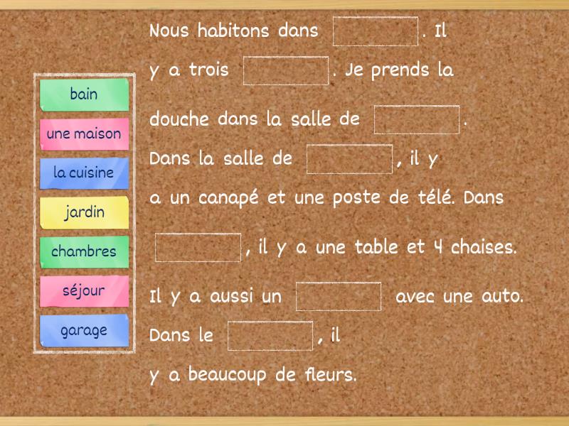 La maison (vocabulaire) - Missing word