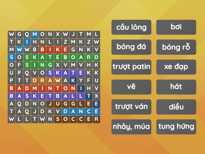 Superkids 1 Unit 4 Having Fun - Wordsearch