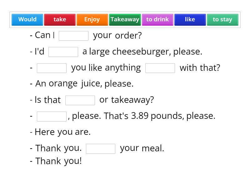 Cafe dialogue - Complete the sentence