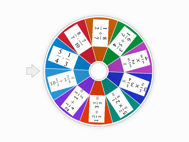 MULTIPLYING AND DIVIDING FRACTIONS AND MIXED NUMBER - Spin the wheel
