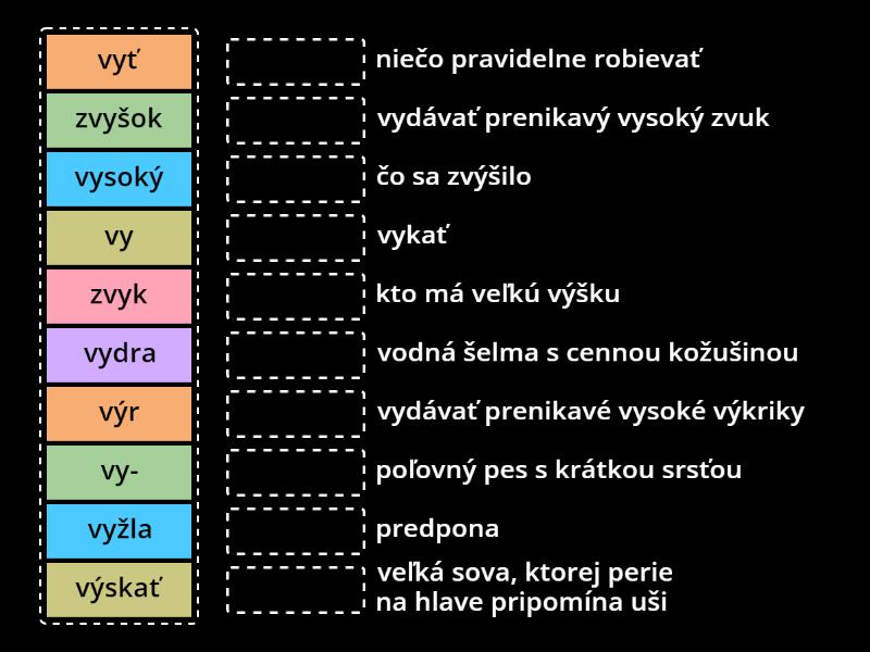 Vybrané slová po V - Match up