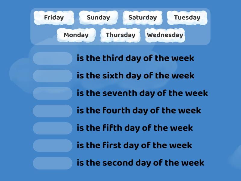 days - ordinal numbers - Match up