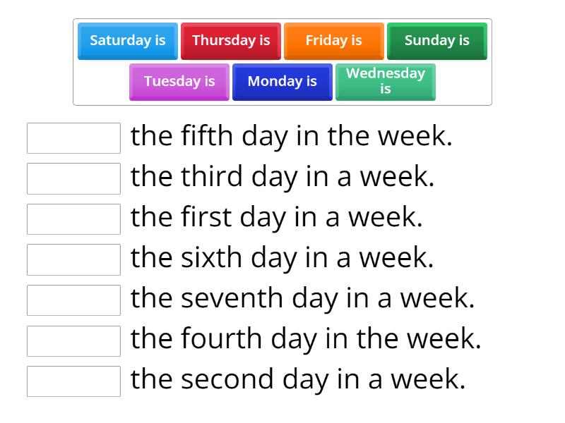The days of the week and ordinal numbers - المطابقة