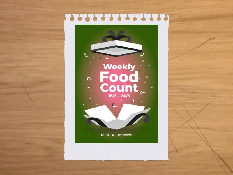 Weekly food count - Flash cards