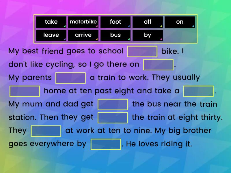 transport verbs - Complete the sentence