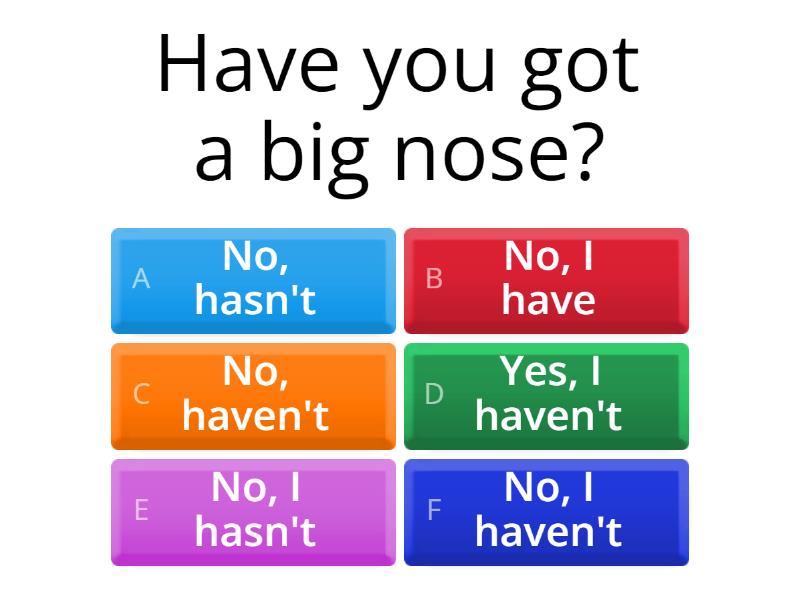 Have / has got -> odpowiedź na pytania, krótkie odpowiedzi - Quiz