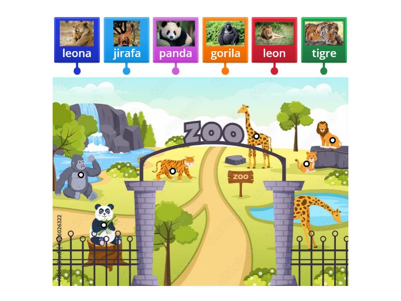 Animales en el Zoologico - Diagrama con etiquetas