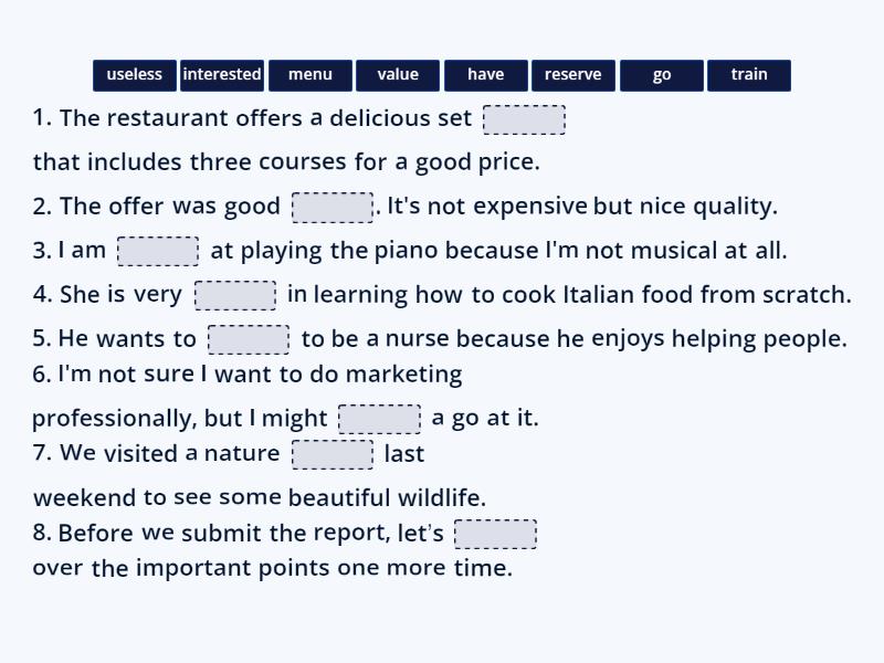 RM B1+ Vocabulary revision (2) - Complete the sentence